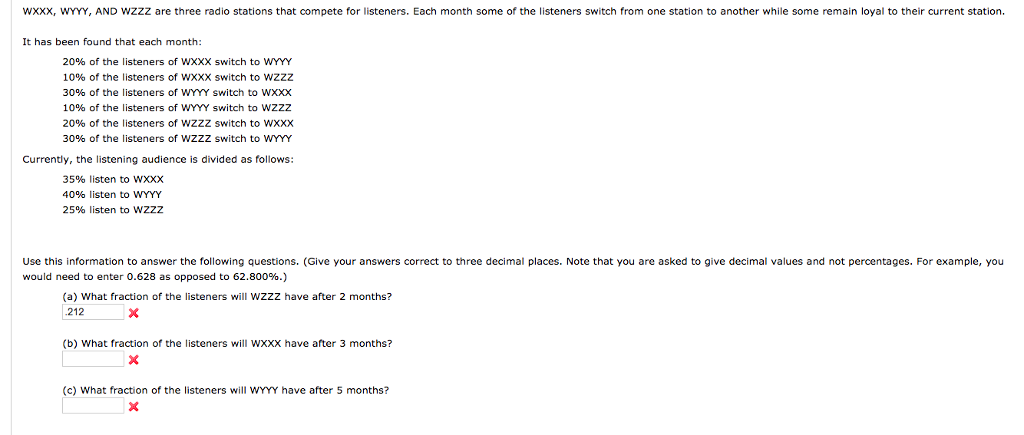 Solved WXXx, WYYY, AND wzzz are three radio stations that | Chegg.com
