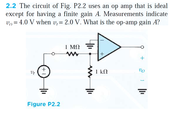 Solved The circuit of Fig. P2.2 uses an op amp that is ideal | Chegg.com