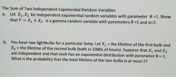 Solved The Sum of Two Independent Exponential Random | Chegg.com