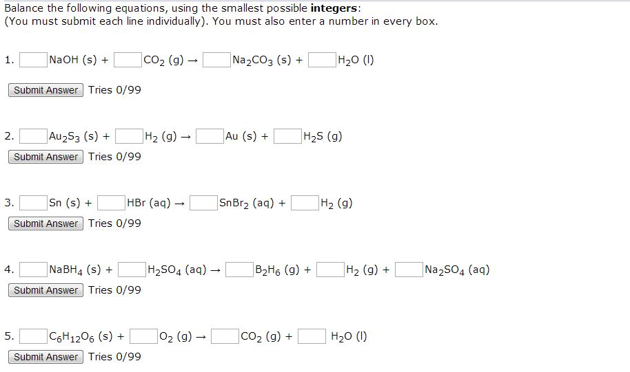Solved Balance the following equations, using the smallest | Chegg.com
