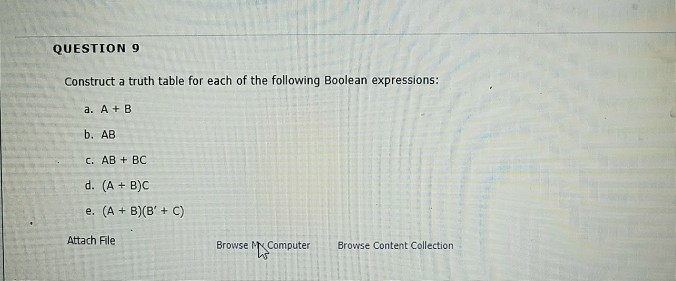 Solved QUESTION 9 Construct a truth table for each of the | Chegg.com