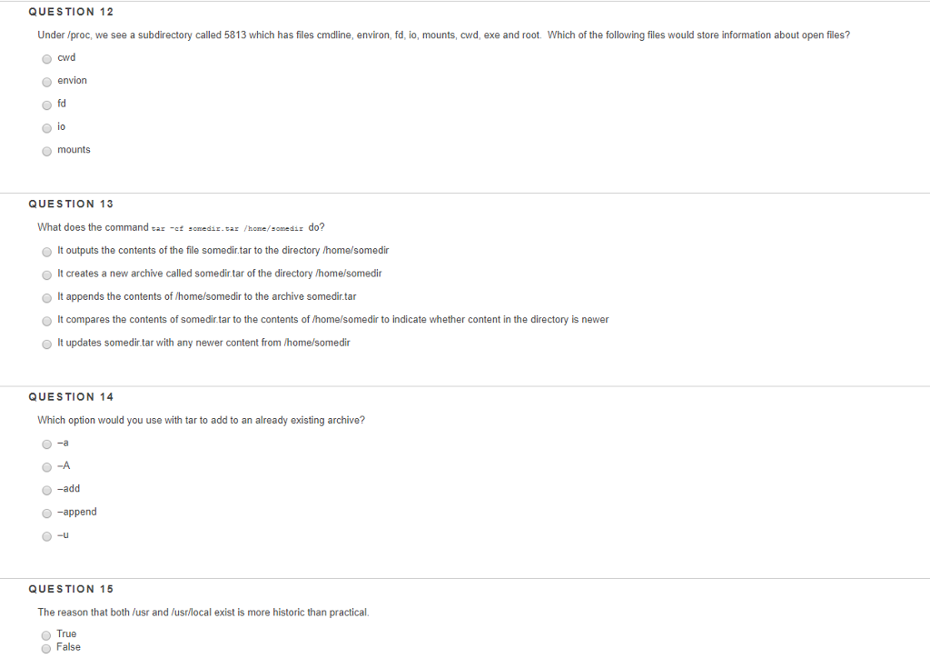 Solved QUESTION 12 Under /proc, we see a subdirectory called | Chegg.com