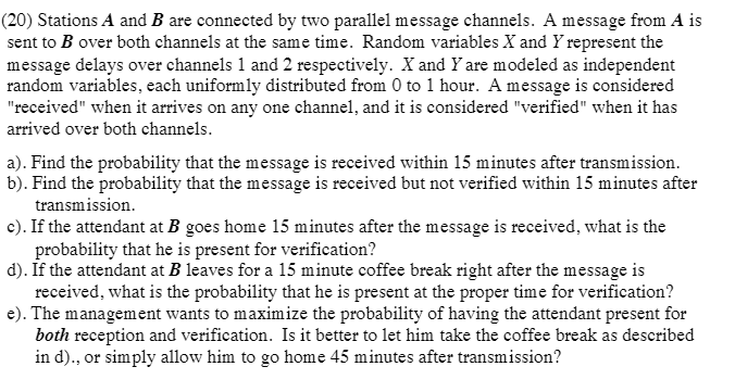 Solved Stations A and B are connected by two parallel | Chegg.com