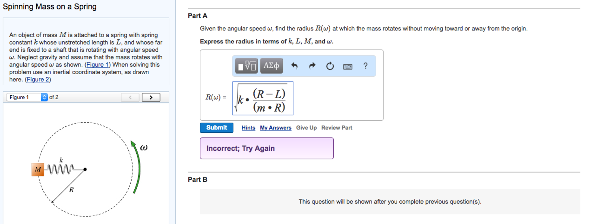 Solved An Object Of Mass M Is Attached To A Spring With