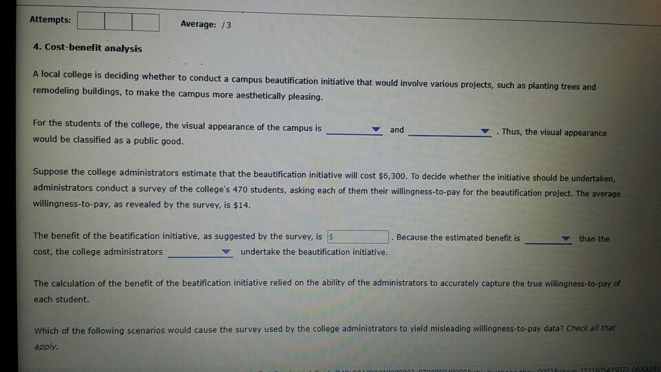 Attempts 4. Cost-benefit analysis A local college is | Chegg.com