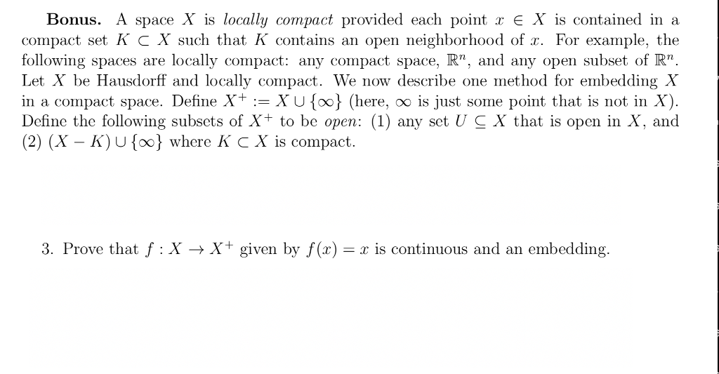 Solved Bonus. A space X is locally compact provided each | Chegg.com