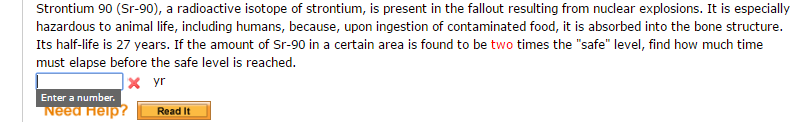 Solved Strontium 90 (Sr-90), a radioactive isotope of | Chegg.com
