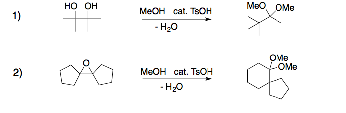Solved HO OH MeOH cat. TsOH H20 MeOH cat. TsOH H20 MeO OMe | Chegg.com