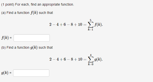 Solved (1 point) Express the following sum in closed form. | Chegg.com