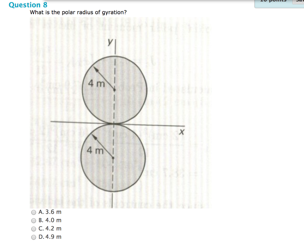 Solved What is the polar radius of gyration? A. 3.6 m B. | Chegg.com
