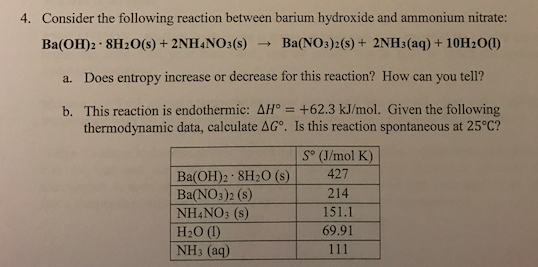 Solved 4. Consider the following reaction between barium | Chegg.com