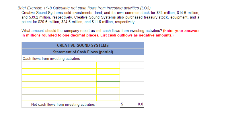 Solved Brief Exercise 11-9 Calculate net cash flows from | Chegg.com