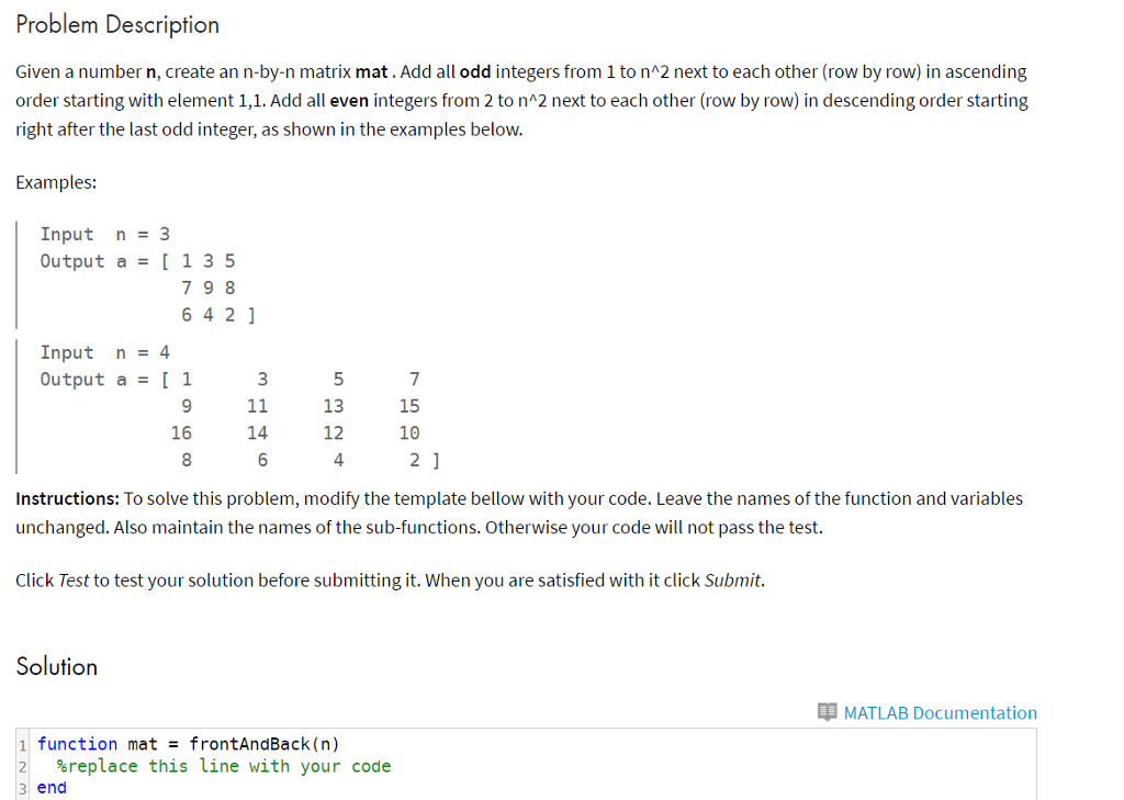 Solved Given a number n, create an n-by-n matrix mat. Add | Chegg.com