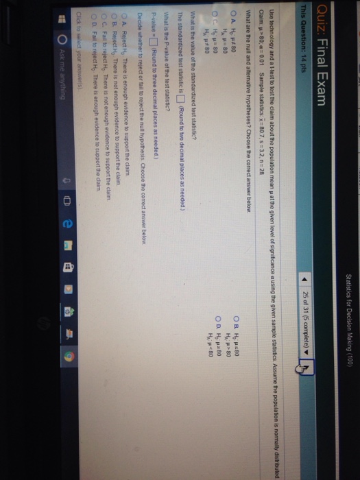 Solved Use Technology And A T Test To Test The Claim About 6129