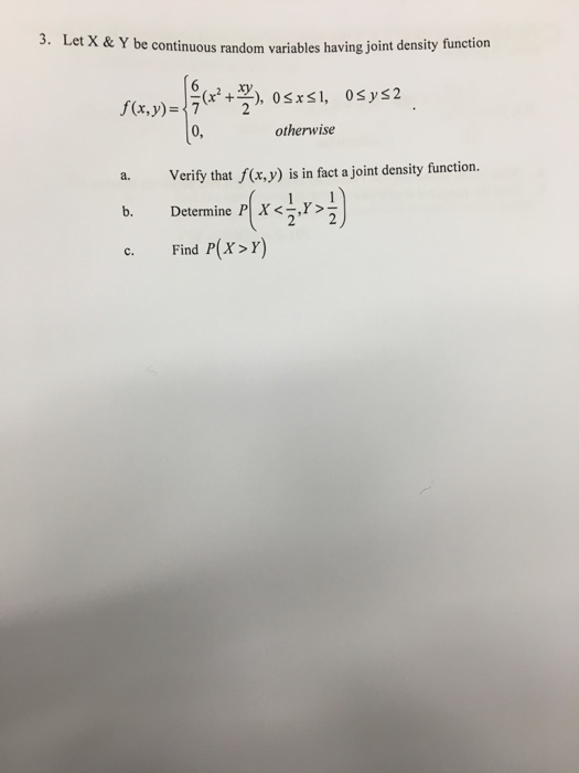 Solved Let X and Y be continuous random variables having | Chegg.com