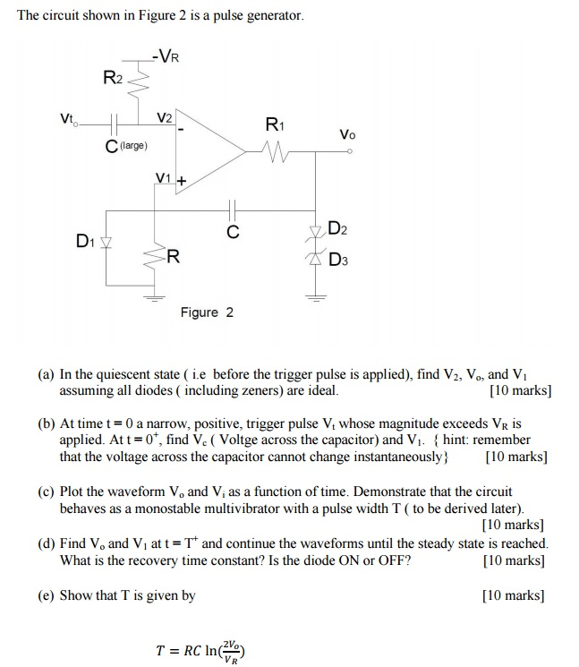 The circuit shown in Figure 2 is a pulse generator. | Chegg.com