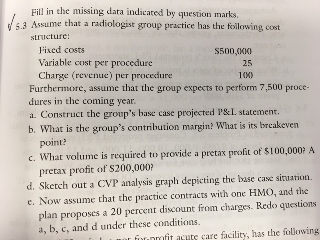 Solved Fill in the missing data indicated by question marks. | Chegg.com