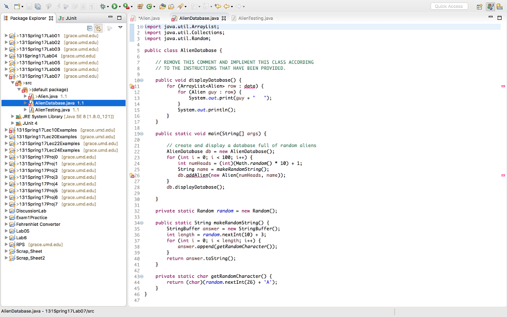 Solved Alien Database This exercise will not be submitted or | Chegg.com
