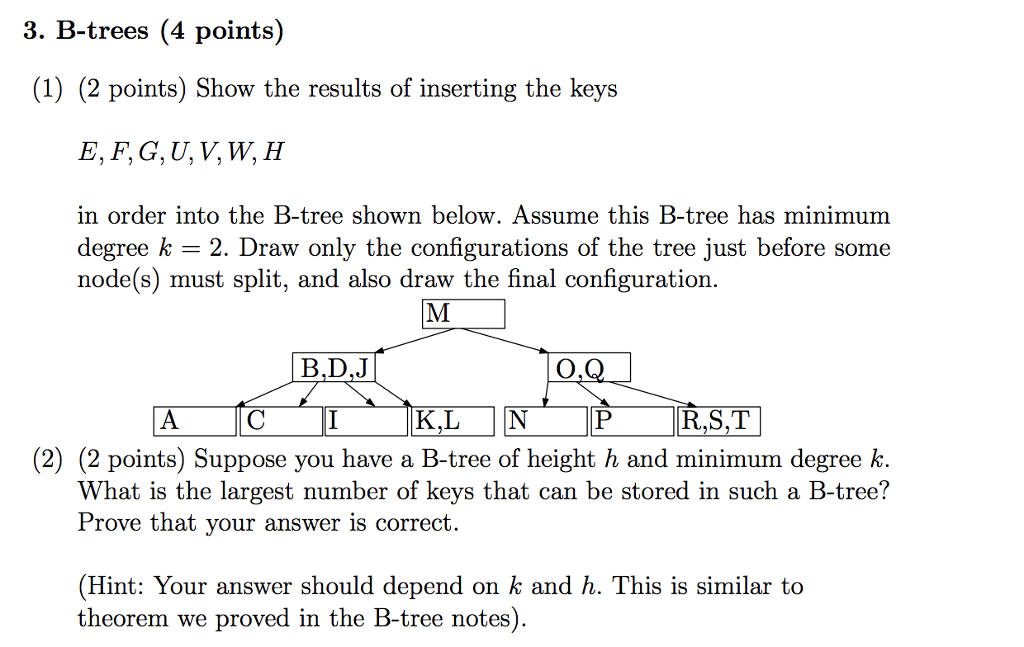 Solved 3. B-trees (4 points) | Chegg.com