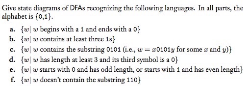 Solved Give state diagrams of DFAs recognizing the following | Chegg.com