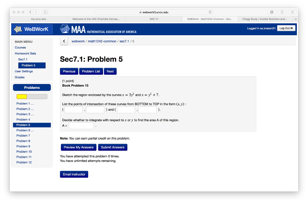Solved webwork3.uncc.edu 0血 my.uncc.edu Welcome to the UNC | Chegg.com