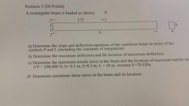 Solved A rectangular beam is loaded as shown: a) Determine | Chegg.com
