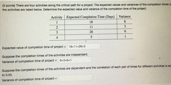 Solved There are four activities along the critical path for | Chegg.com