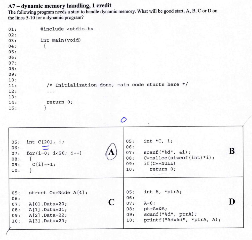 Solved The following program needs a start to handle dynamic | Chegg.com
