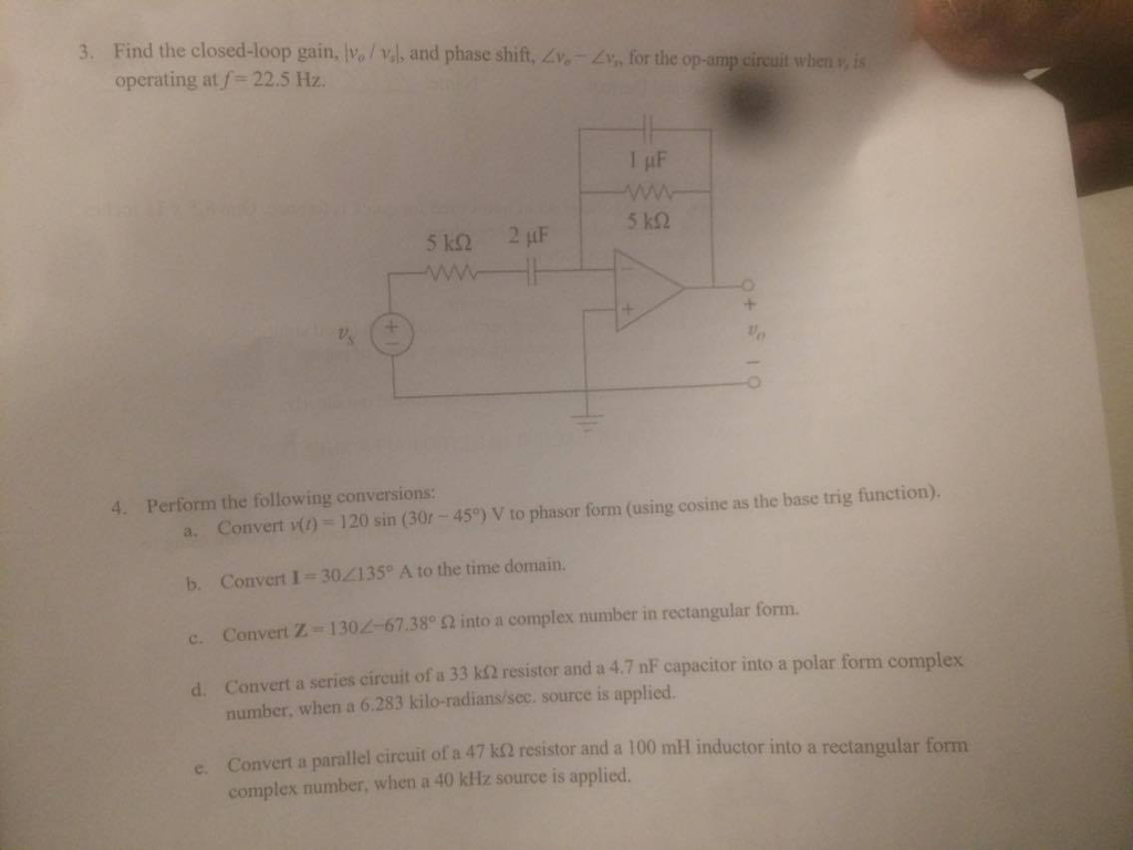 Solved Find the closed-loop gain, |nu_0/nu_s|, and phase | Chegg.com