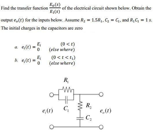 Solved Find the transfer function Eo(s)/Ei(s) of the | Chegg.com