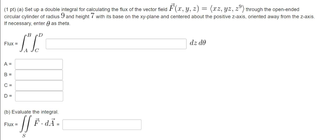 Solved Set up a double integral for calculating the flux of | Chegg.com