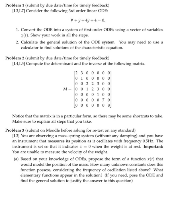 Solved Consider the following 3rd order linear ODE:...y + y | Chegg.com