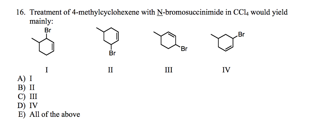 Solved Treatment of 4-methylcyclohexene with | Chegg.com