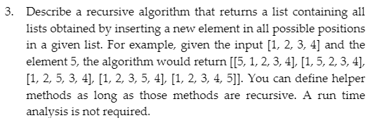 Solved Describe a recursive algorithm that returns a list | Chegg.com