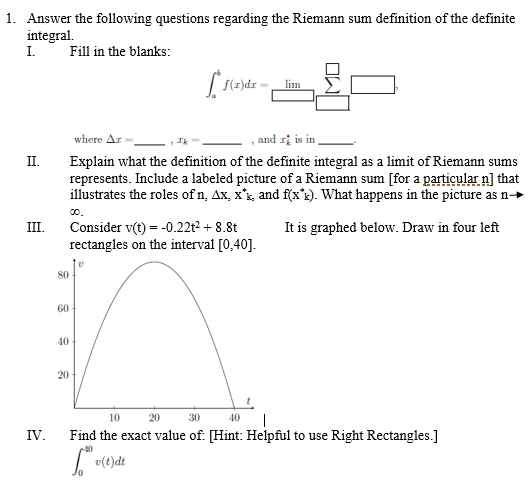 Solved Answer the following questions regarding the Riemann | Chegg.com