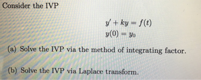 Solved Consider the IVP Solve the IVP via the method of | Chegg.com