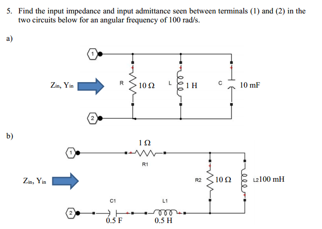 Solved Find the Input Impedance and input admittance seen | Chegg.com