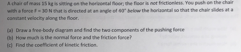 Solved A chair of mass 15 kg is sitting on the horizontal | Chegg.com
