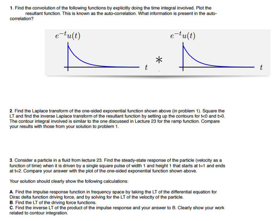 Find the convolution of the following functions by | Chegg.com