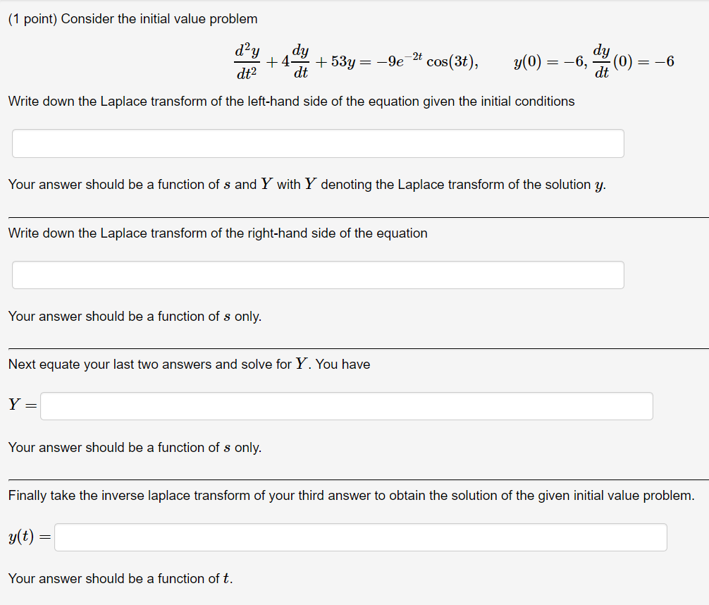 Solved Consider the initial value problem d^2 y/dt^2 + 4 | Chegg.com