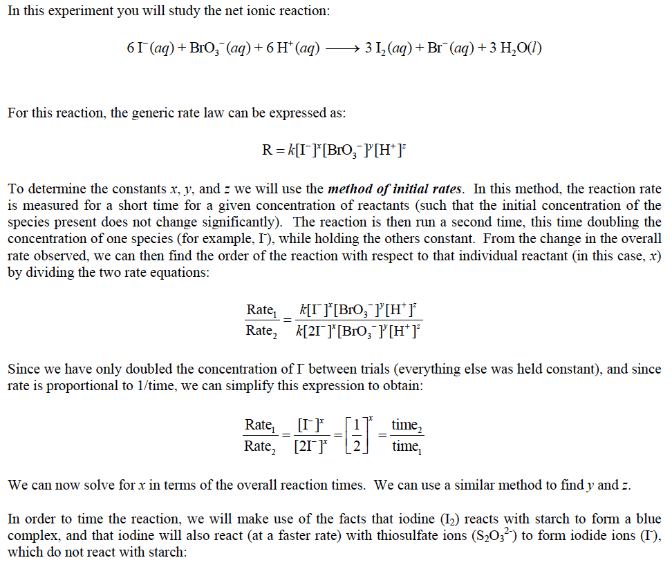 Solved Pre-lab Questions 1. The following initial-rate data | Chegg.com