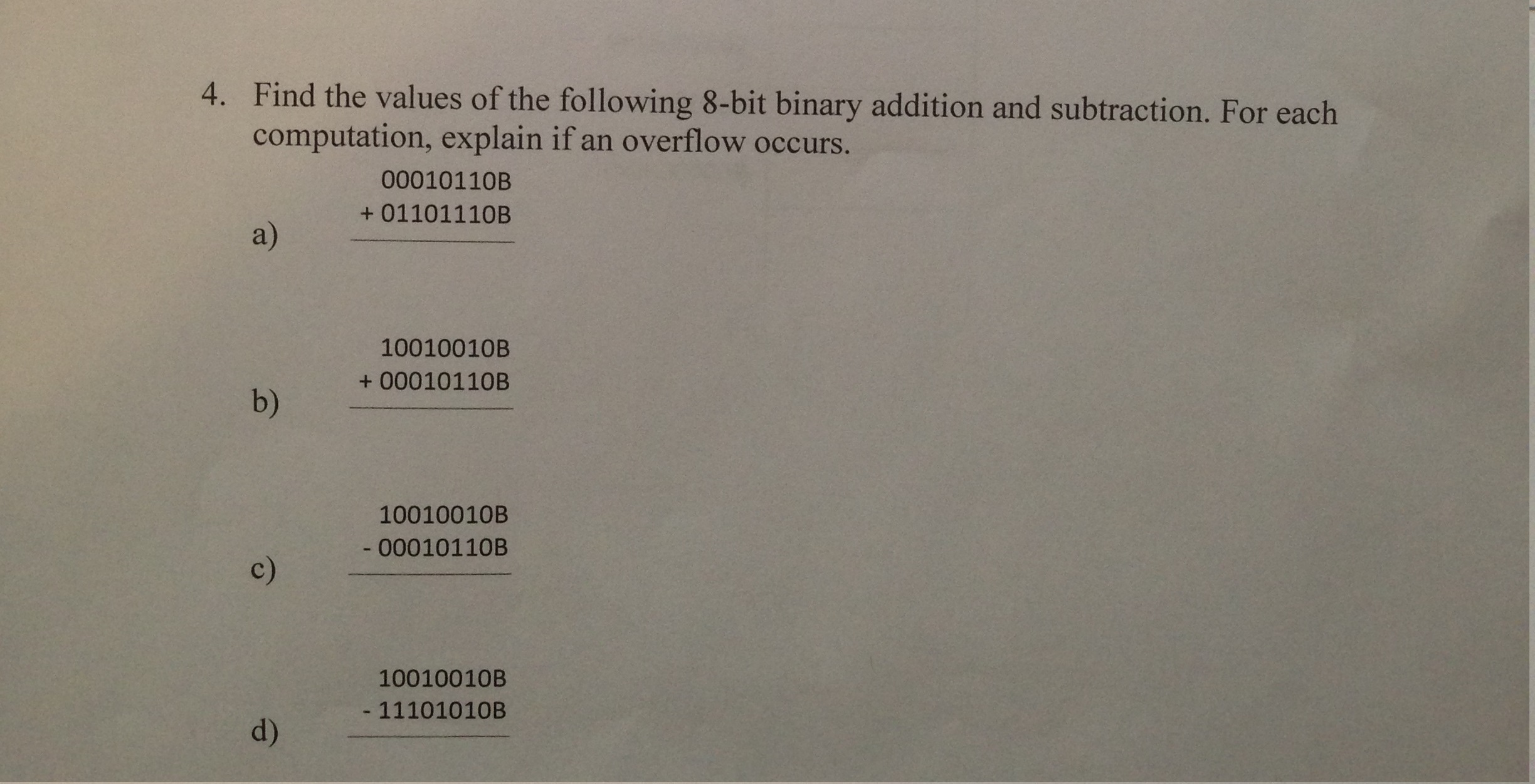 Solved Find the values of the following 8-bit binary | Chegg.com
