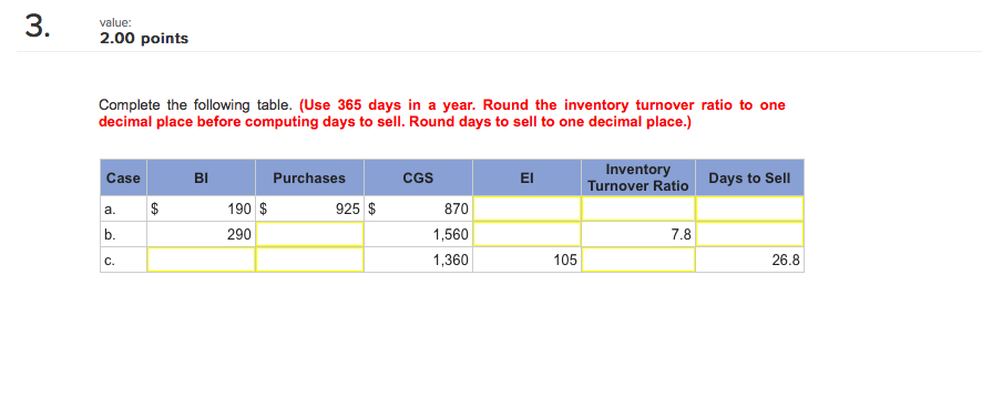 Solved Complete the following table. (Use 365 days in a | Chegg.com