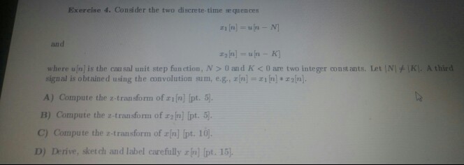 Solved Exercise 1. Consder the two discrete-time sequences | Chegg.com