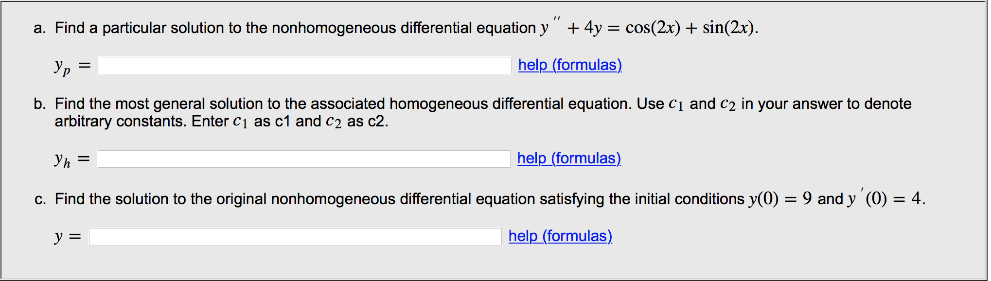 Solved Find a particular solution to the nonhomogeneous | Chegg.com