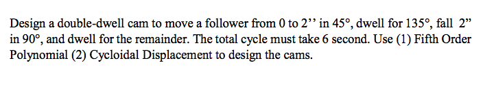 Solved Design a double-dwell cam to move a follower from 0 | Chegg.com