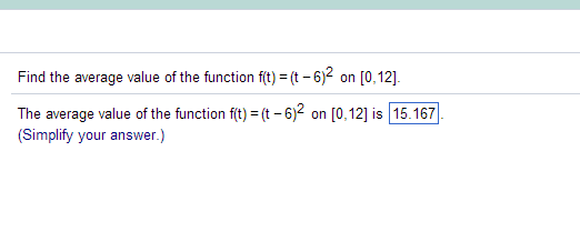 Solved Find the average value of the function f(t) = (t-6)^2 | Chegg.com