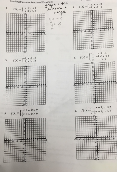 Solved Graphing Piecewise Functions Worksheet F x x If Chegg