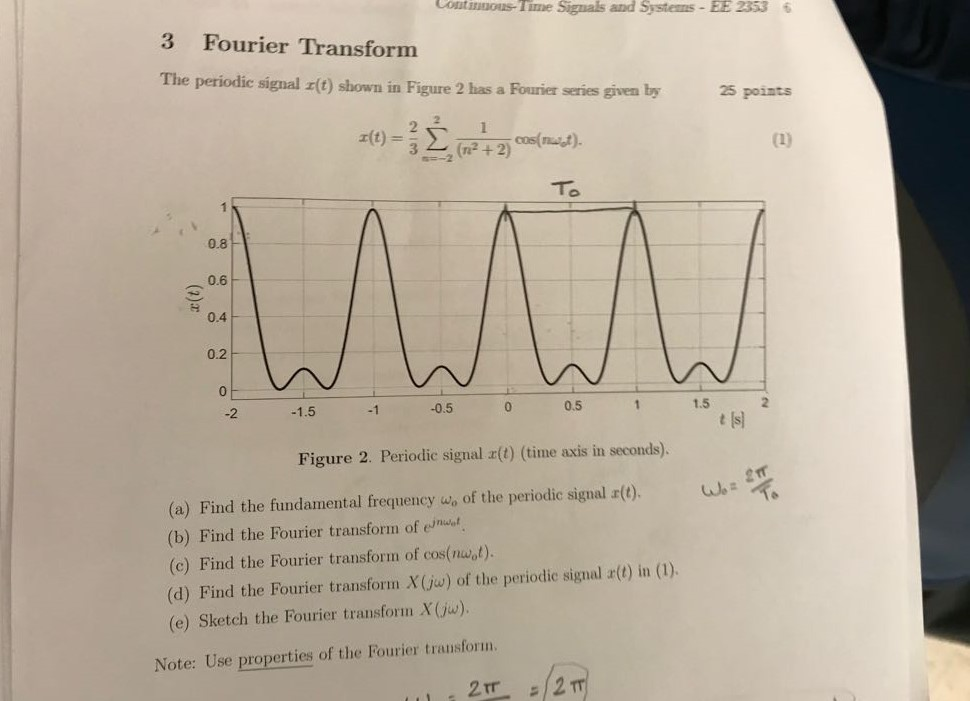 Solved Coutuous- Time Signals and Systems EE 2353 3 Fourier | Chegg.com