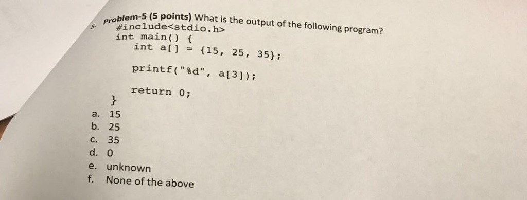 Solved s (5 points) What is the output of the following | Chegg.com